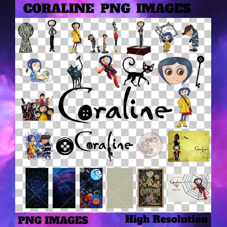 Coraline PNG Bundle: 30+ Transparent Images for Crafts (digital ...