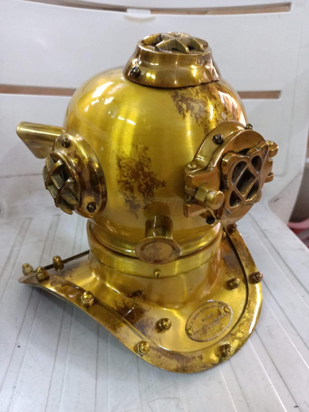 Golden Mark V Diver Helmet Replica, Nautical Display - Etsy