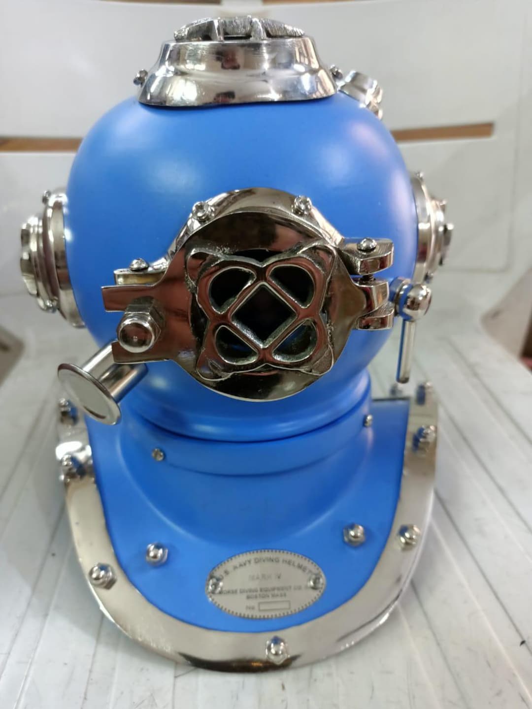 Blue Diving Helmet, 6" Mark V Diving Helmet, Deep Sea Helmet, Aluminum ...