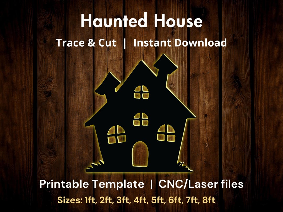 Haunted House Yard Sign Template, DIY Halloween Decor, Spooky Plywood ...