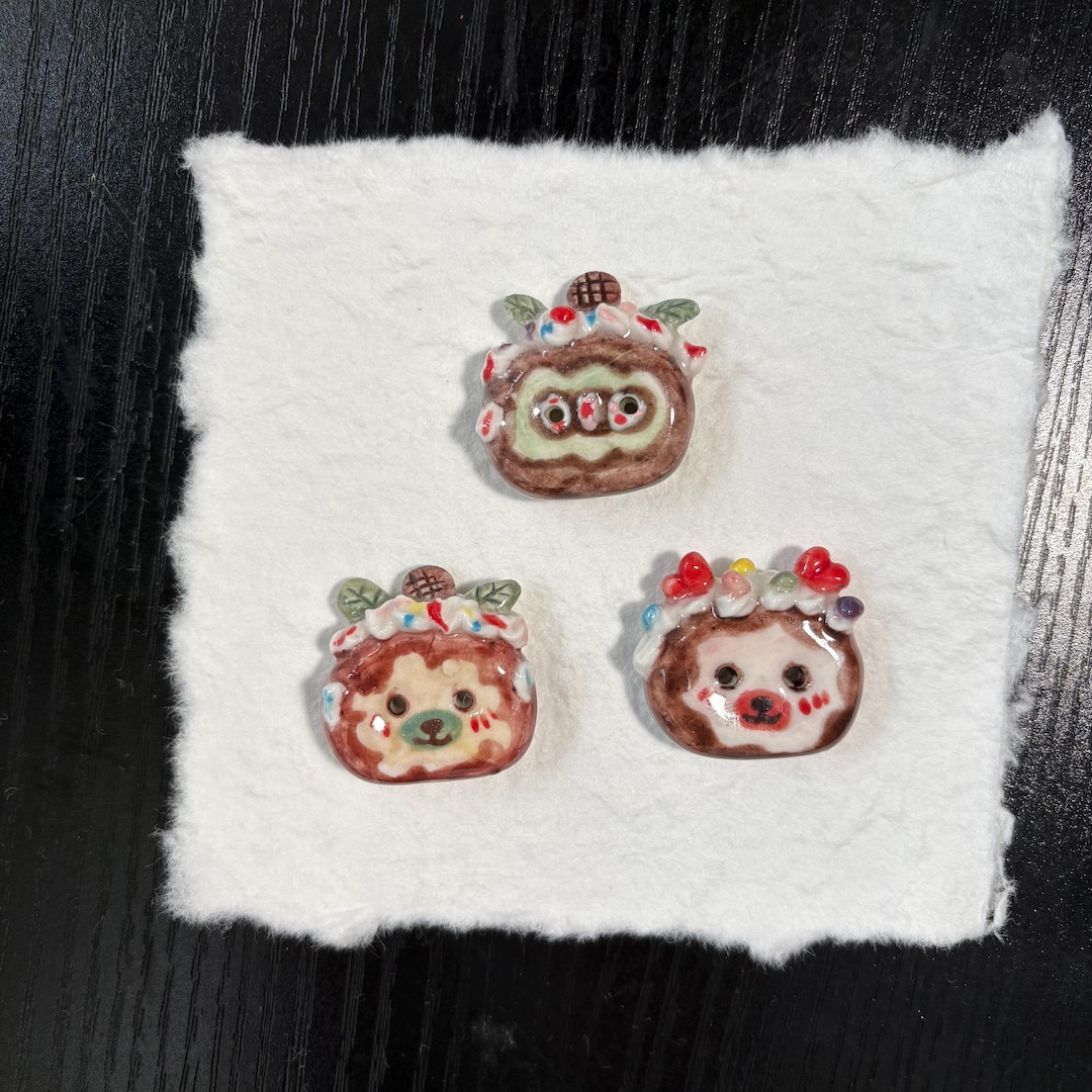 Handmade Ceramic Buttons – Cute Swiss Roll, Colorful Sewing Buttons for ...