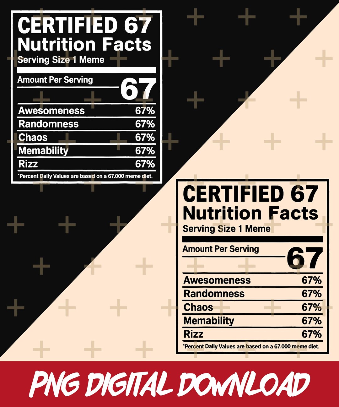 67 Meme Nutrition Facts PNG, Gen Z Humor Clipart (digital Download ...