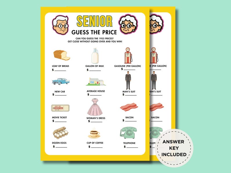 Guess the Price Game for Seniors, Fun Memory and Trivia Game for ...