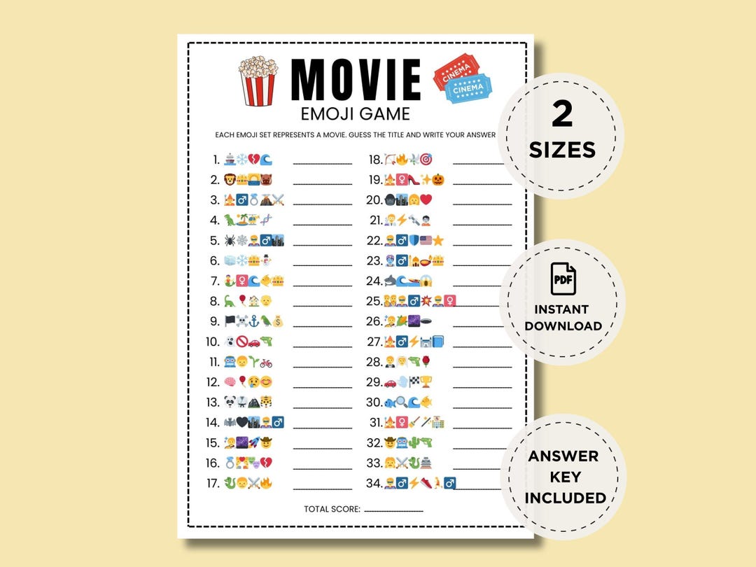 Movie Emoji Quiz, Emoji Movie Guessing Game, Printable Party Game ...