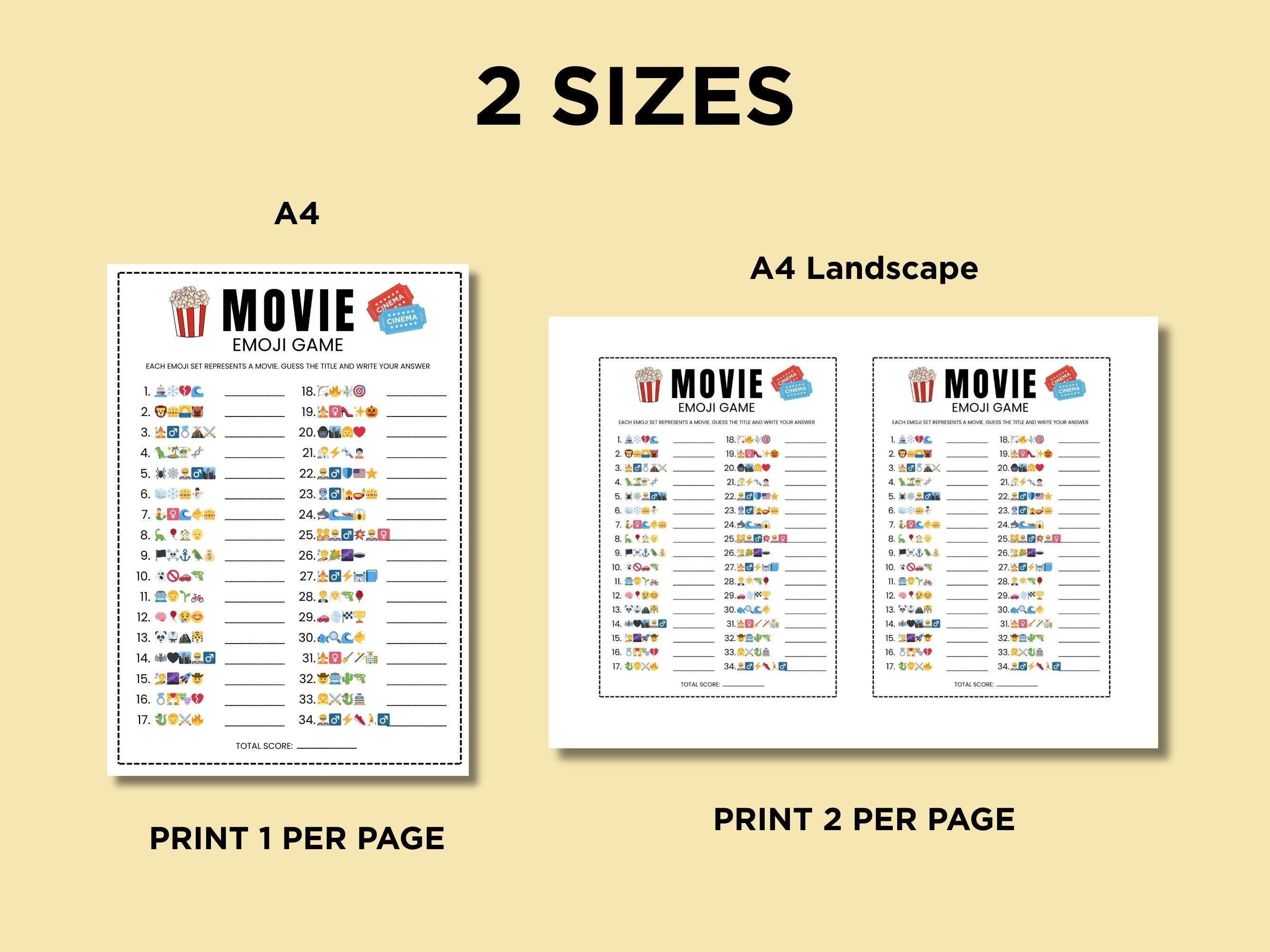 Movie Emoji Quiz, Emoji Movie Guessing Game, Printable Party Game ...