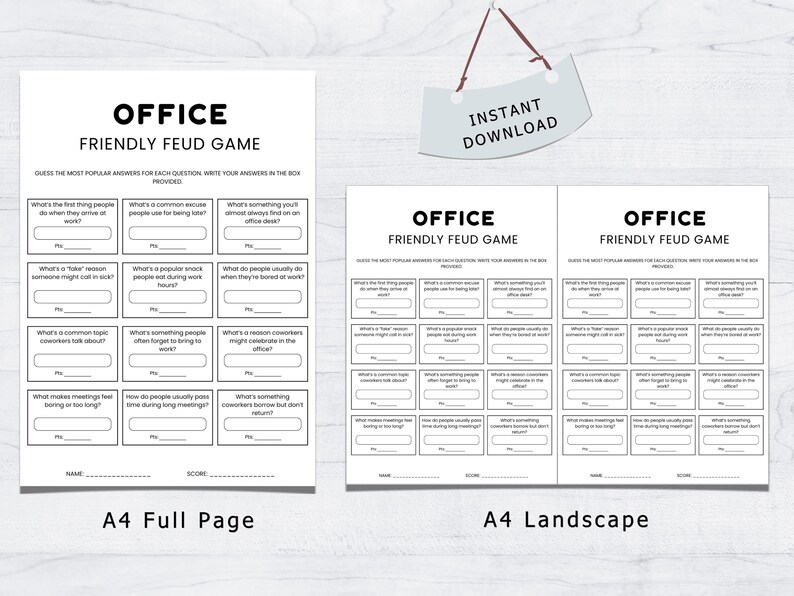 Office Friendly Feud Game Printable, Work Party Game, Team Building ...