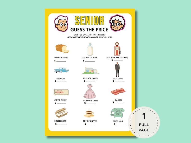 Guess the Price Game for Seniors, Fun Memory and Trivia Game for ...