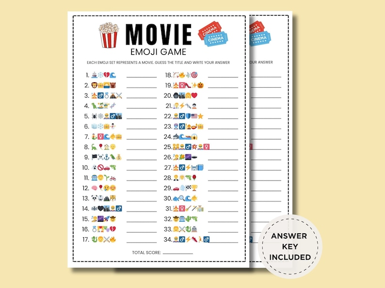 Movie Emoji Quiz, Emoji Movie Guessing Game, Printable Party Game ...