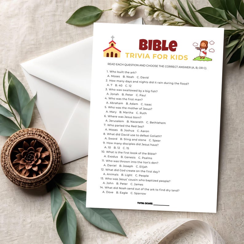 Kids Bible Trivia Quiz Game, Printable Christian Questions and Answers ...