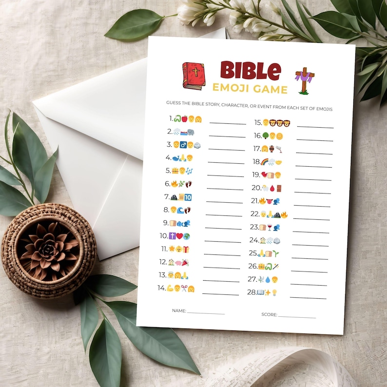 Bible Emoji Game, Printable Christian Game, Bible Trivia and Pictionary ...