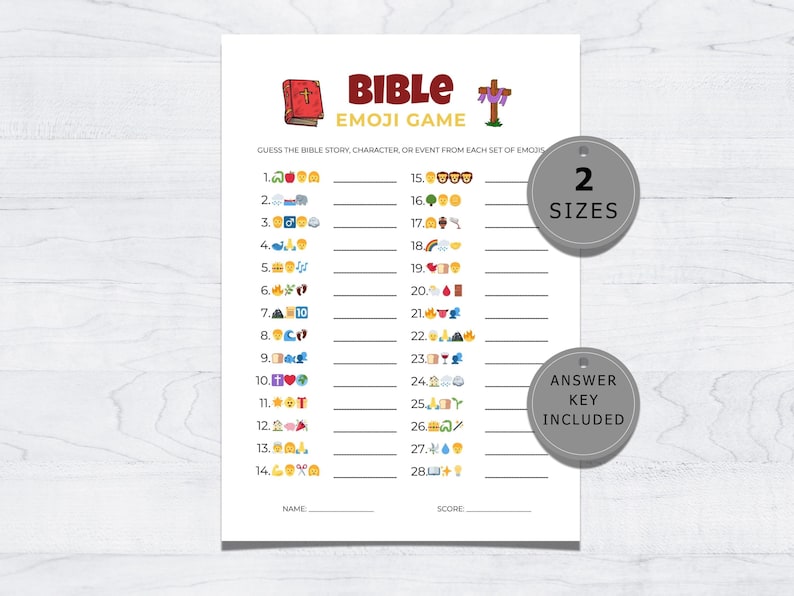 Bible Emoji Game, Printable Christian Game, Bible Trivia and Pictionary ...