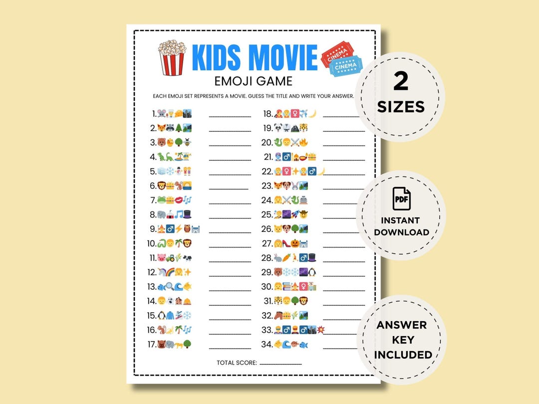 Kids Movie Emoji Game, Guess the Movie Game, Children's Movie Emoji ...