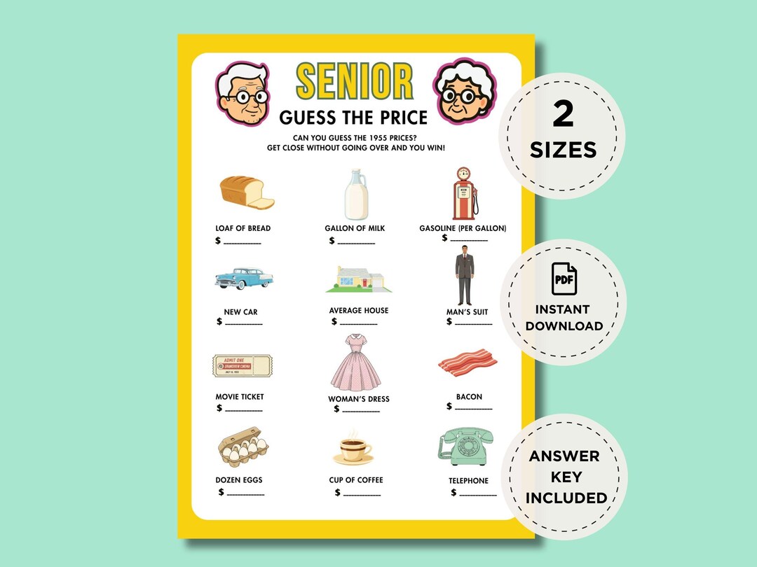 Guess the Price Game for Seniors, Fun Memory and Trivia Game for ...