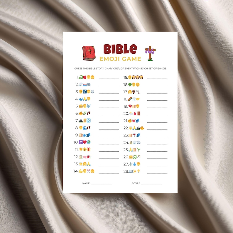 Bible Emoji Game, Printable Christian Game, Bible Trivia and Pictionary ...