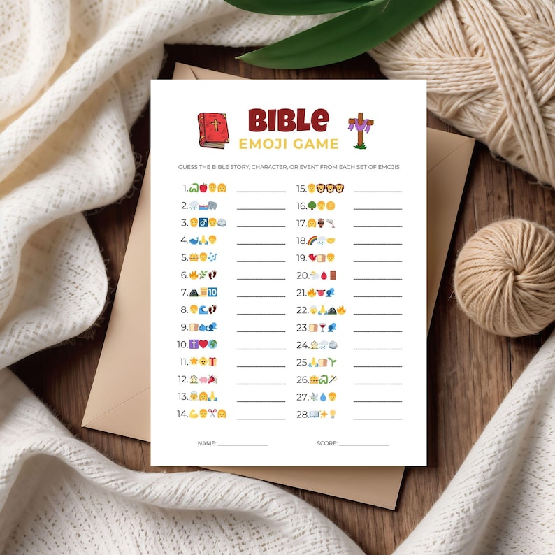 Bible Emoji Game, Printable Christian Game, Bible Trivia and Pictionary ...