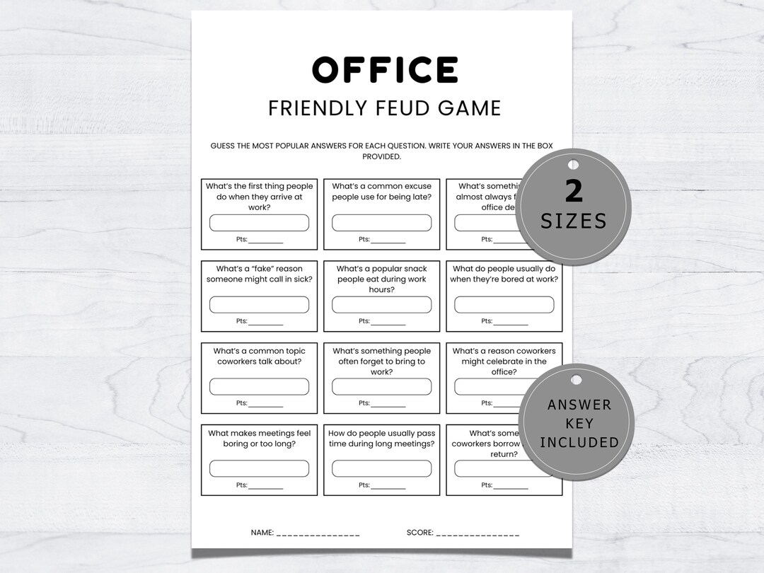 Office Friendly Feud Game Printable, Work Party Game, Team Building ...