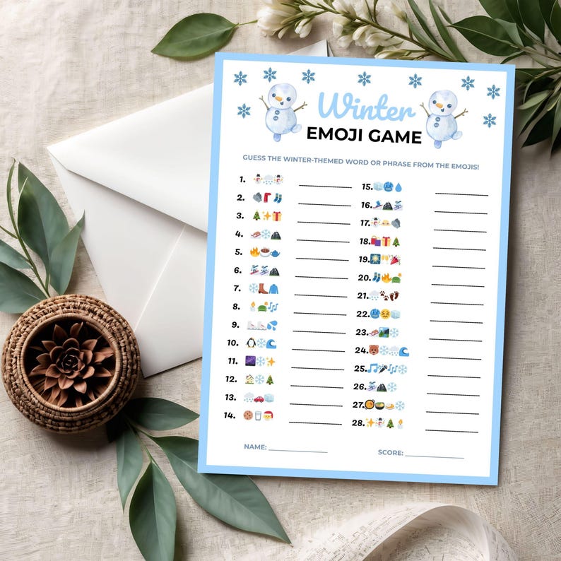 Winter Emoji Game Printable, Winter Emoji Pictionary & Trivia, Fun ...