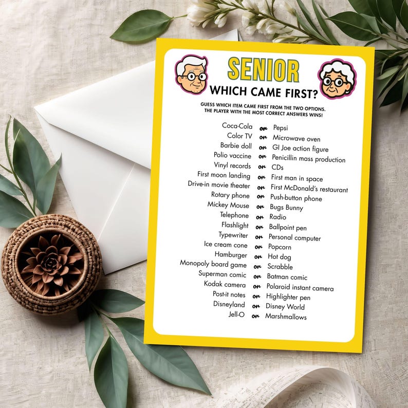 Senior Which Came First Game, Nostalgia Trivia & Memory Quiz, Printable ...