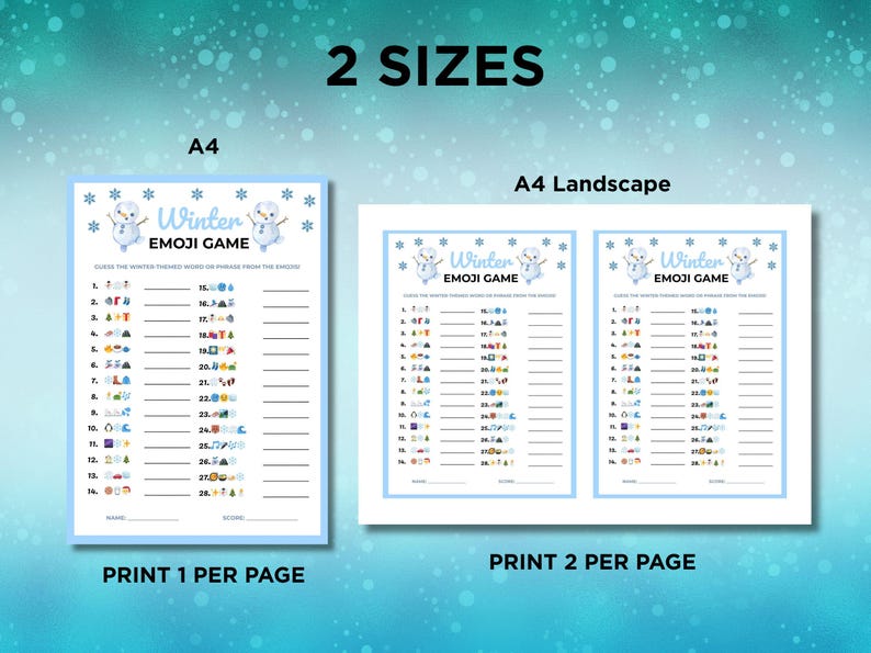 Winter Emoji Game Printable, Winter Emoji Pictionary & Trivia, Fun ...