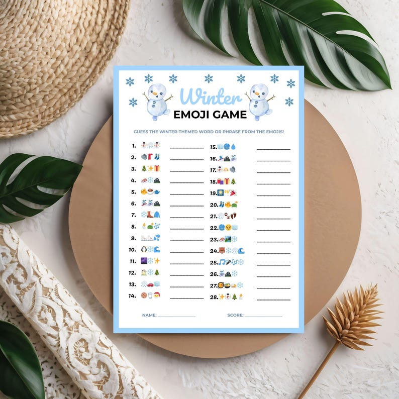 Winter Emoji Game Printable, Winter Emoji Pictionary & Trivia, Fun ...