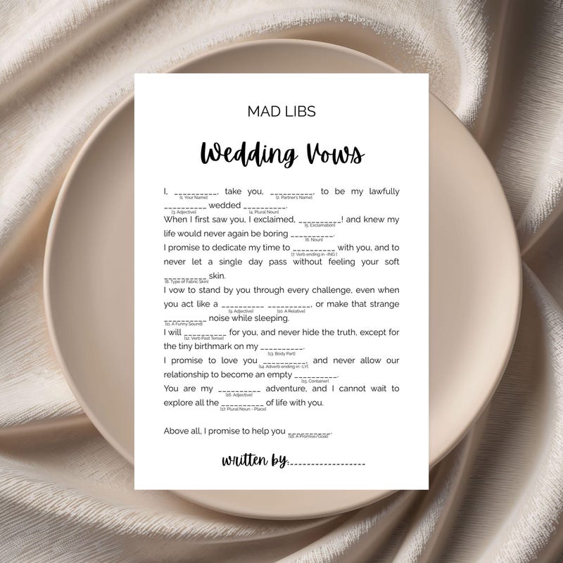 Wedding Mad Lib - Etsy