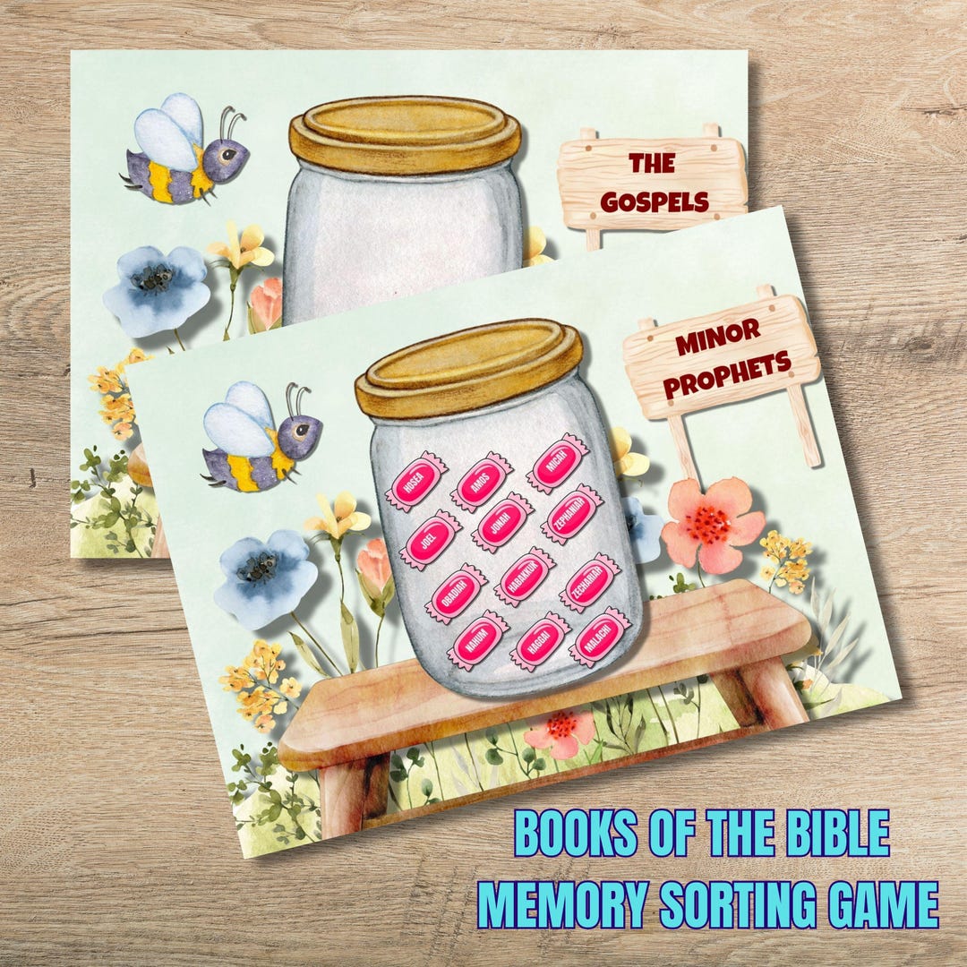 Books of the Bible Sorting Game, Candy Jar Memory Activity for Kids ...
