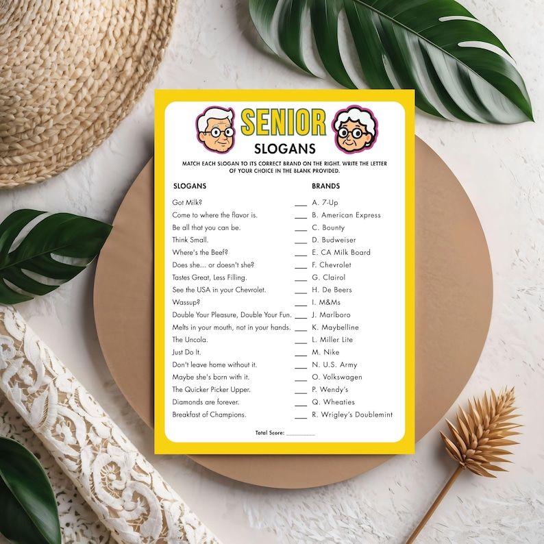 Senior Slogans Game, Funny Printable Trivia and Brain Teasers for ...