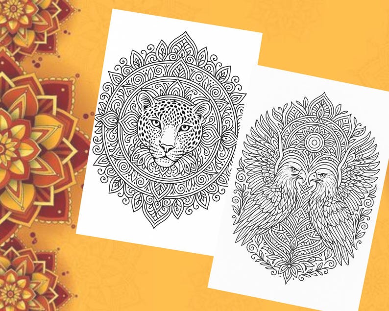 Mandala Animals Coloring Book | Wild Spirit Wildlife Designs for ...