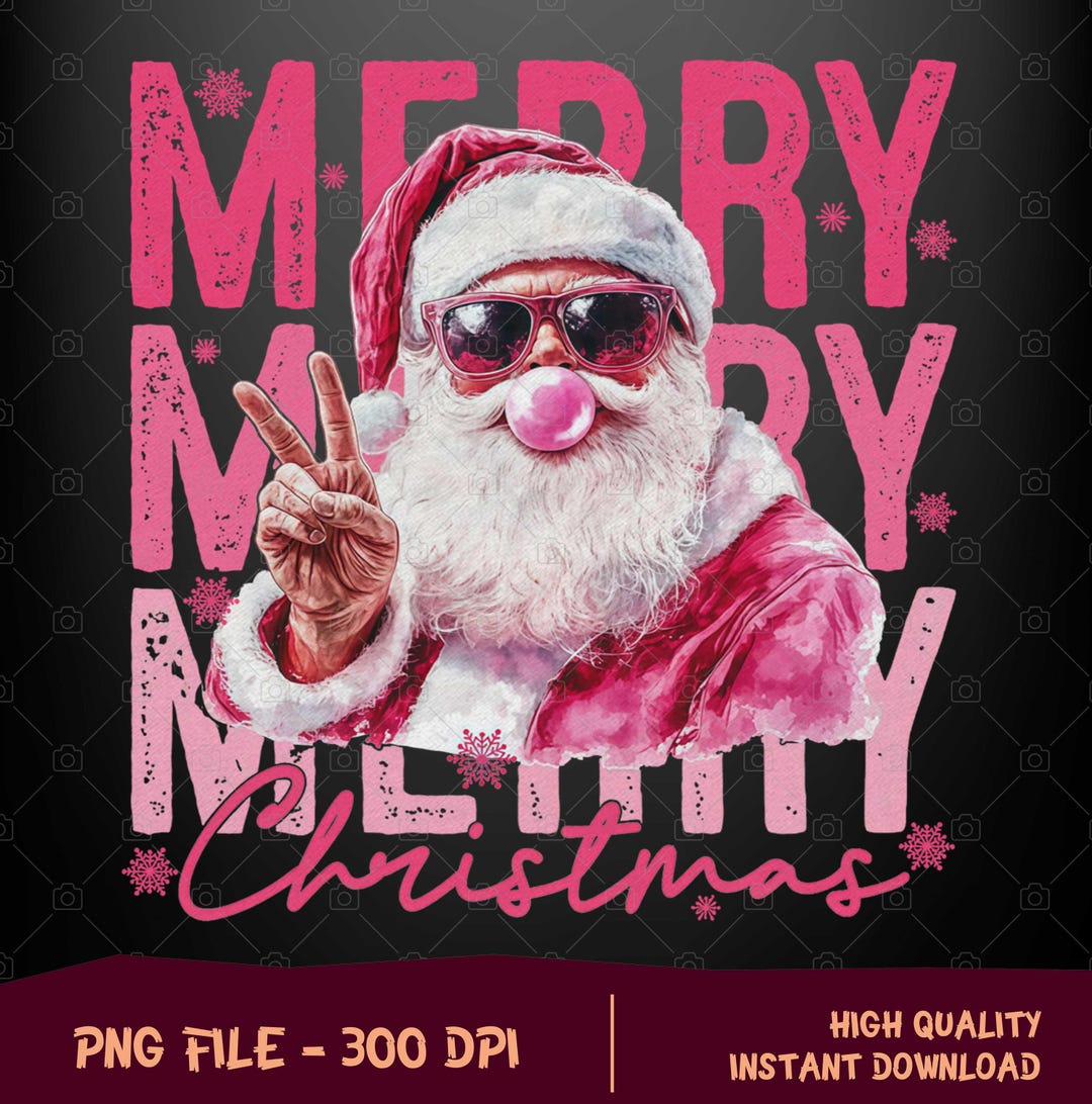 Merry Christmas Girly Santa Png, Christmas Sublimation Design, Holiday ...