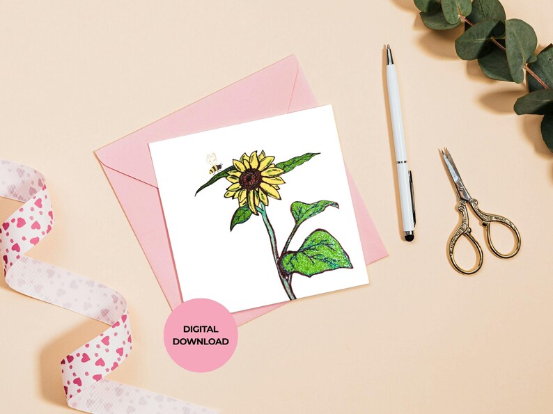 Printable Greeting Card With Envelope | Blank Inside | Everyday Note ...