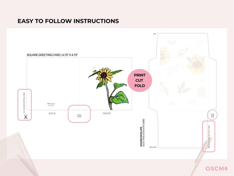 Printable Greeting Card With Envelope | Blank Inside | Everyday Note ...