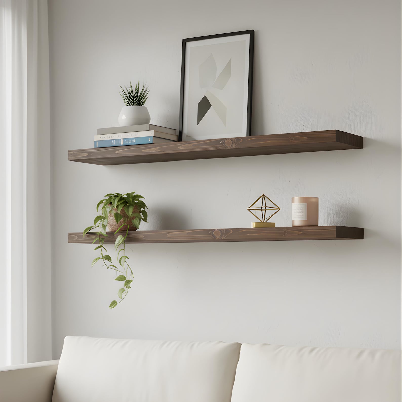 Handmade Natural Wood Floating Shelf: Rustic Home Decor - Etsy