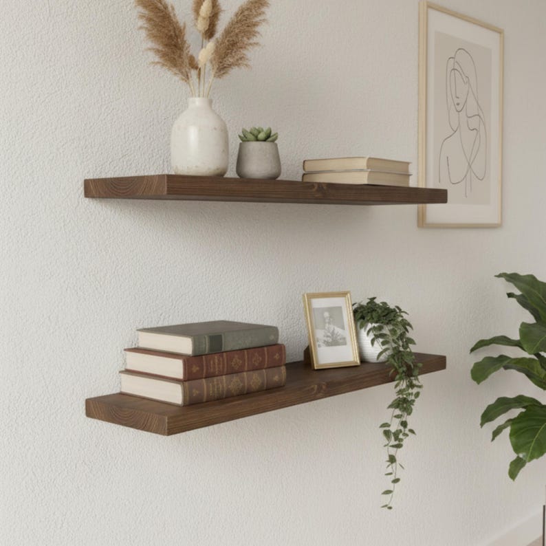 Handmade Natural Wood Floating Shelf: Rustic Home Decor - Etsy