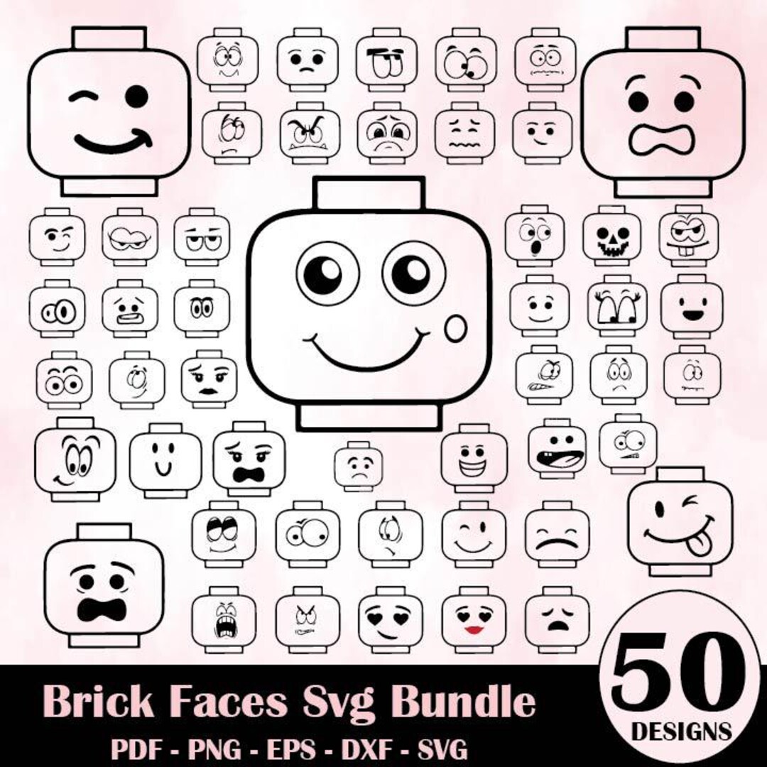 Brick Faces SVG Bundle, Building Blocks Svg Png, Kids Toys Svg, Play ...