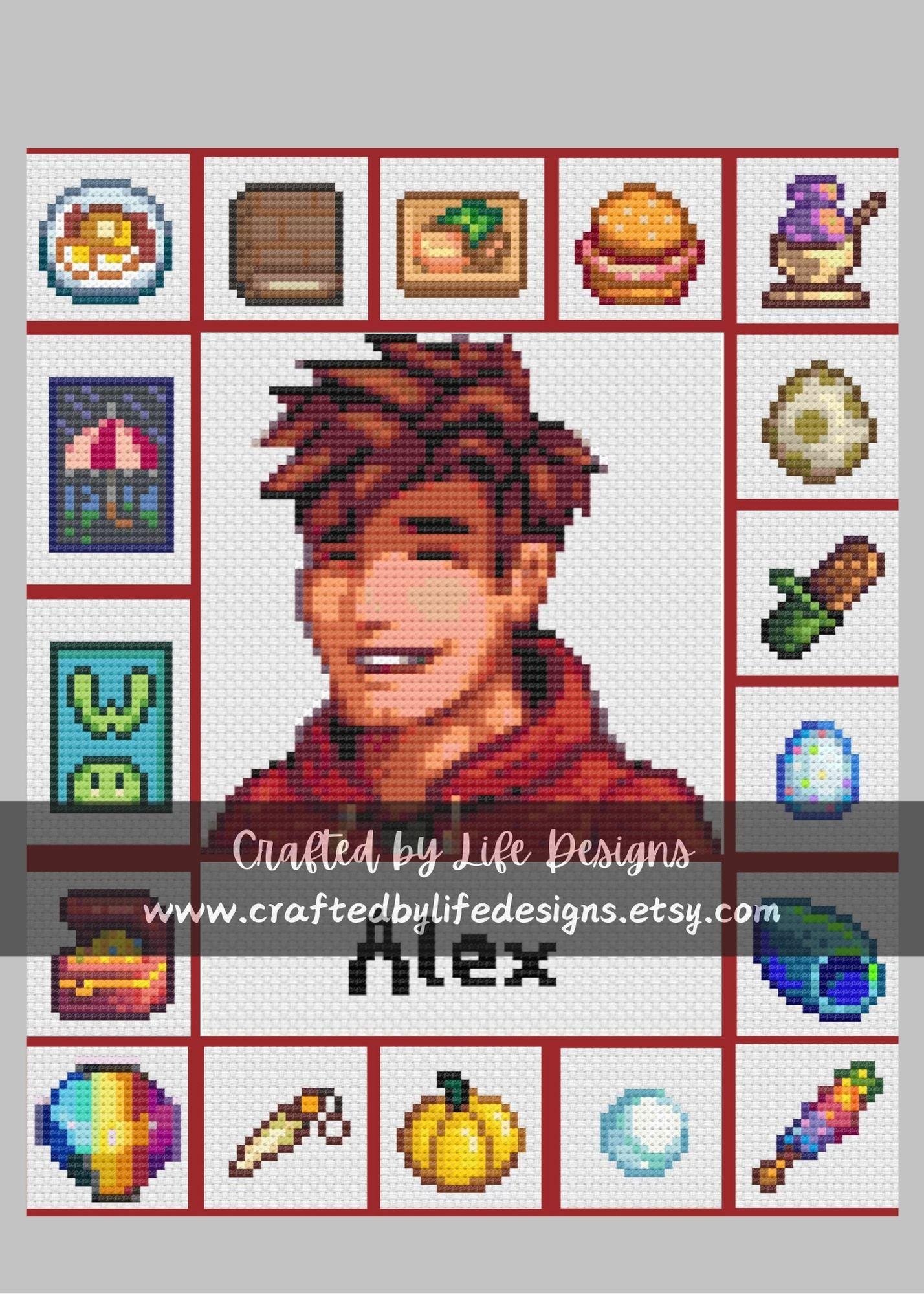Stardew Valley Alex Themed Charts for Crochet or Knitting Pattern graph ...