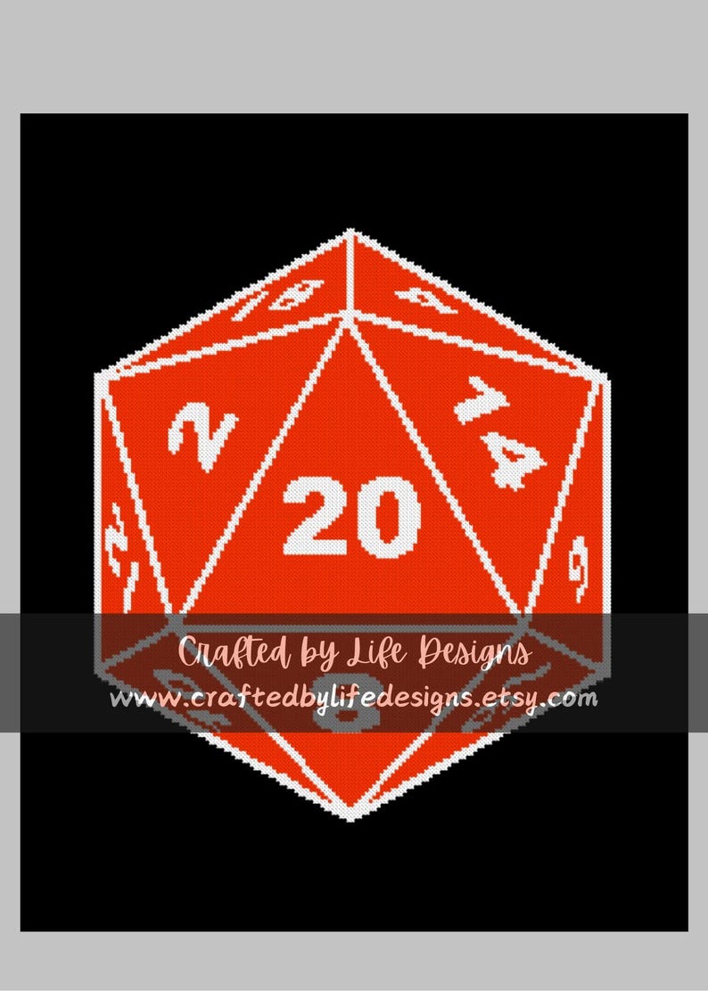 D20 Dice Chart for Knit or Crochet graph Style Pattern and Charts - Etsy