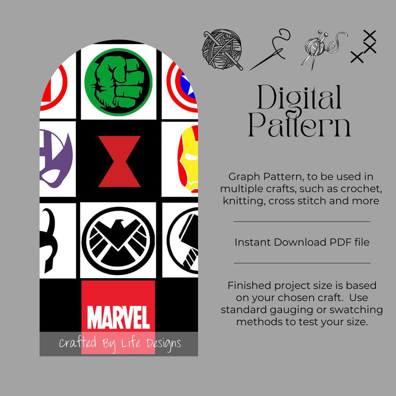 Superhero Team Logo Charts for Knit or Crochet graph Style Pattern and ...