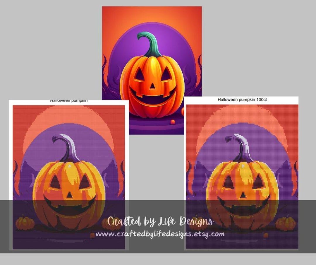 Halloween Jack-o-lantern Chart for Knit, Crochet or Cross Stitch {graph ...