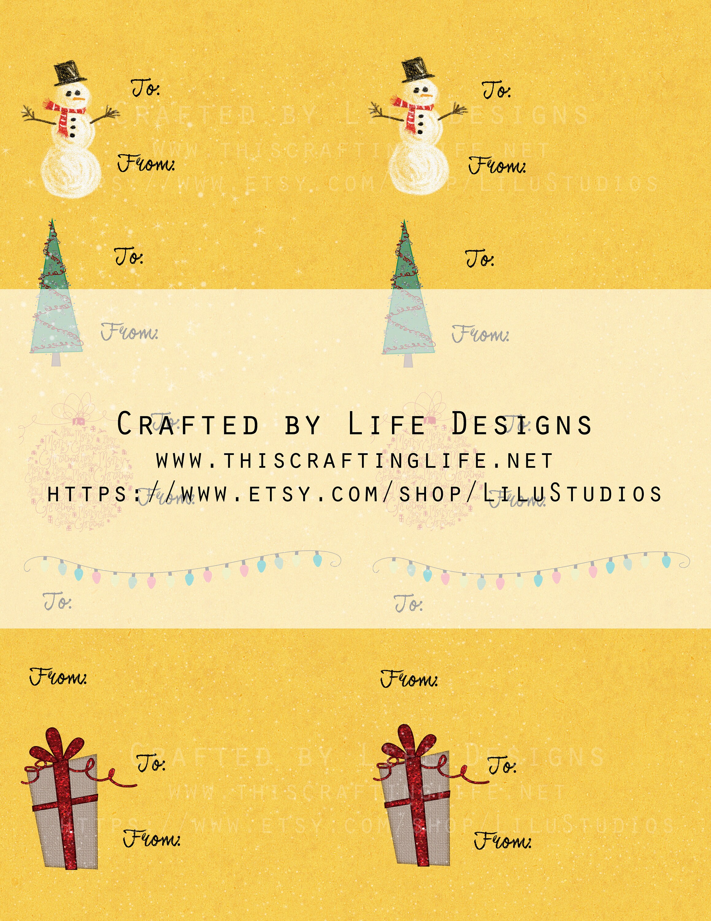 Printable DIY Christmas Gift Tags for Avery Labels or Letter Paper, Ten ...