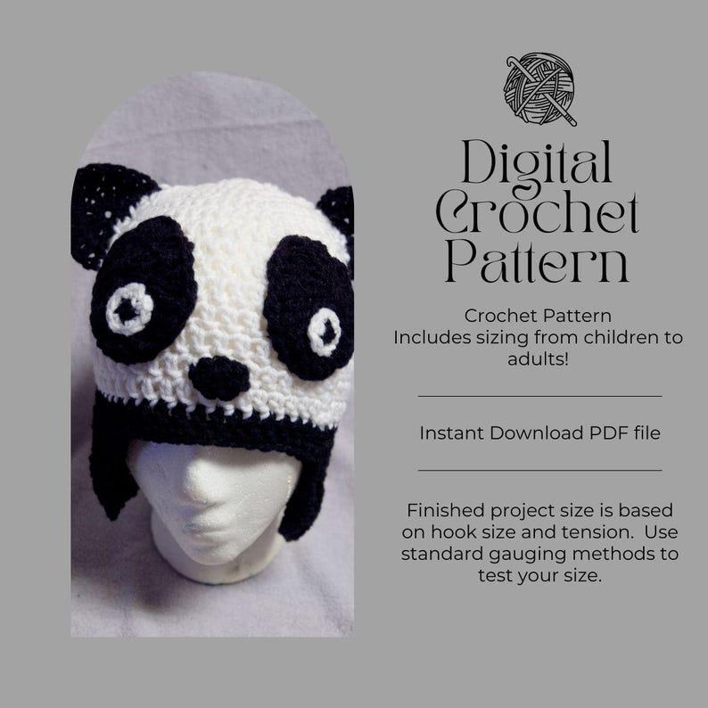 Panda Crochet Hat Pattern - Etsy