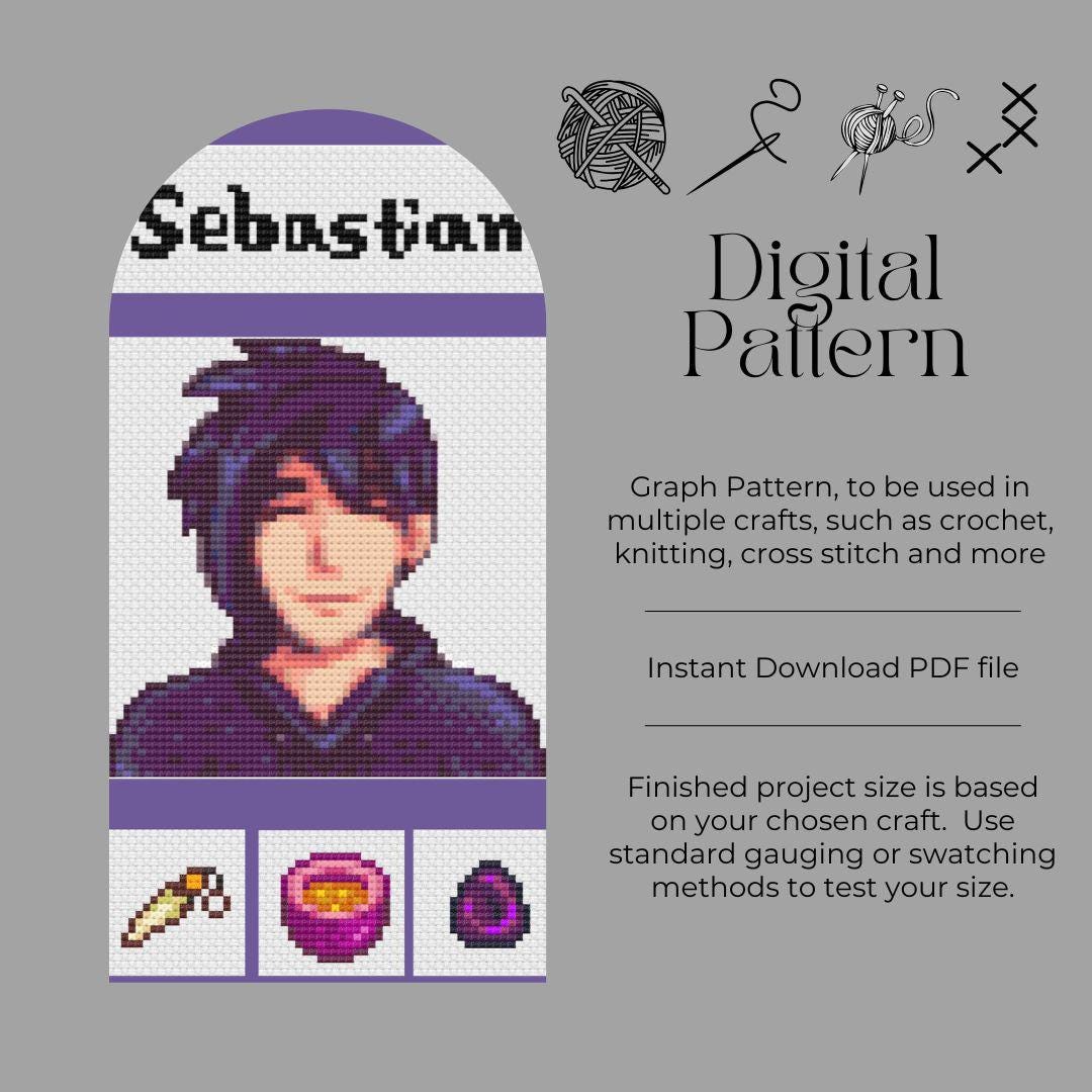 Stardew Valley Sebastian Crochet/knitting Charts (PDF Pattern) - Etsy