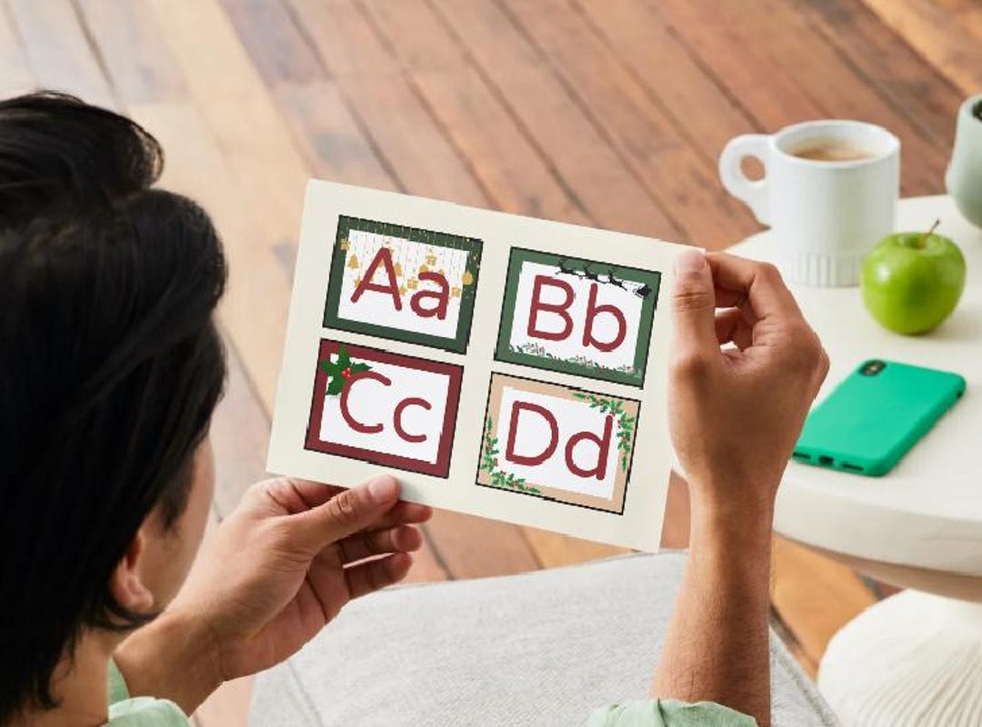 Christmas Alphabet Flashcards for Kids - Etsy