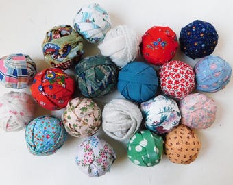 20 Vintage Primitive Folk Art Rag Balls Fabric Strips Lot 4 - Etsy