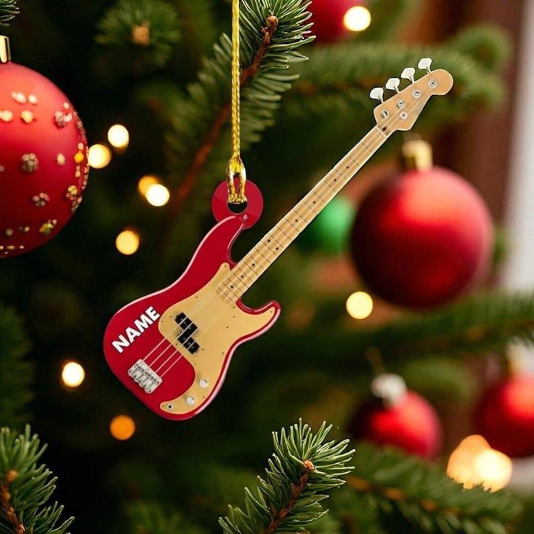 Personalized Bass Guitar Christmas Ornament, Custom Musician Gift With ...