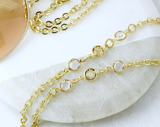 Swarovski Topaz Gold Eyeglass Chain Glasses Chain Designer - Etsy