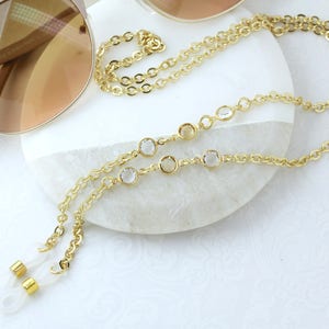 Swarovski Topaz Gold Eyeglass Chain, Glasses Chain, Designer Eyeglass Chain, Sunglasses Cord ...