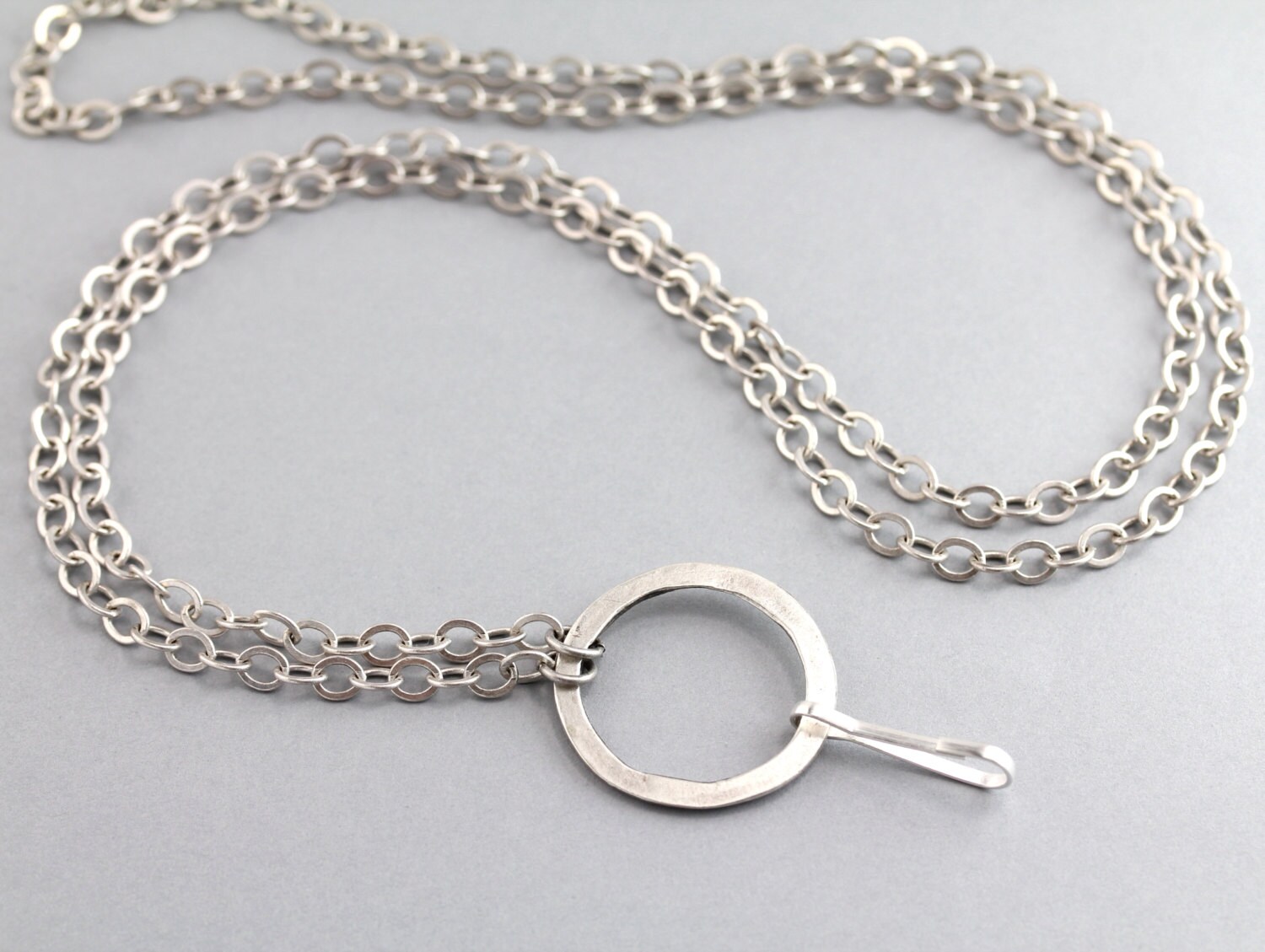 Rustic Silver ID Badge Lanyard Antique Silver Key Chain | Etsy