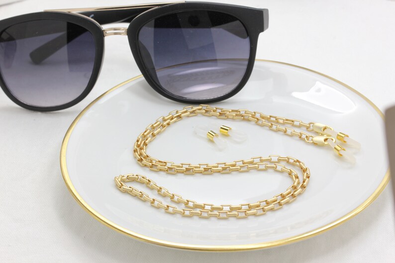Matte Gold Eyeglass Chain for Women Gold Rectangle Link | Etsy