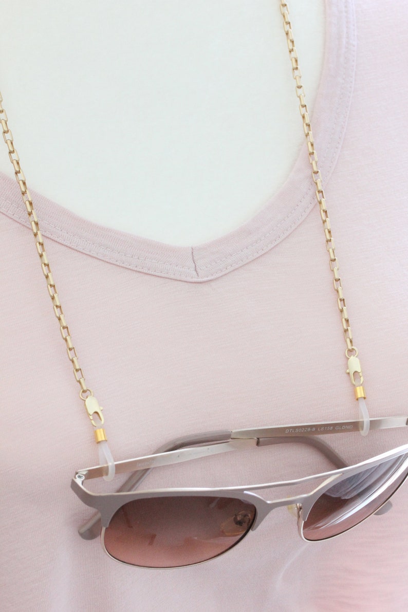 Matte Gold Eyeglass Chain for Women Gold Rectangle Link - Etsy