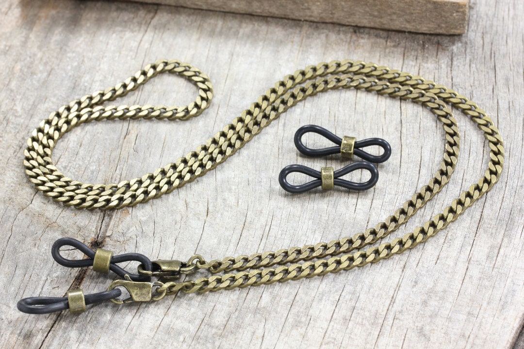 Men’s Urban Brass Eyeglass Chain, Antique Brass Glasses Chain, Rustic ...